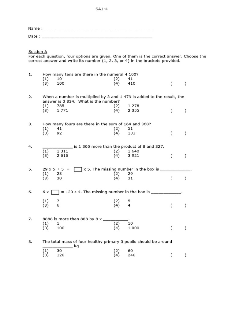 P3M-SA1-4 | PDF | Mathematics