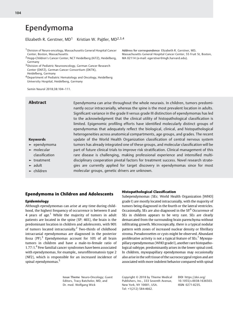 ependimoma | PDF | Magnetic Resonance Imaging | Human Diseases And ...