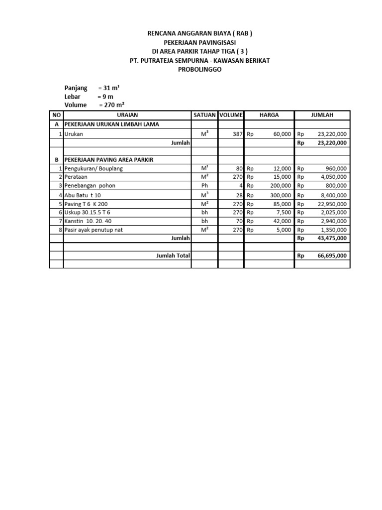 5. RAB PAVINGISASI TAHAP ( 3 ) | PDF