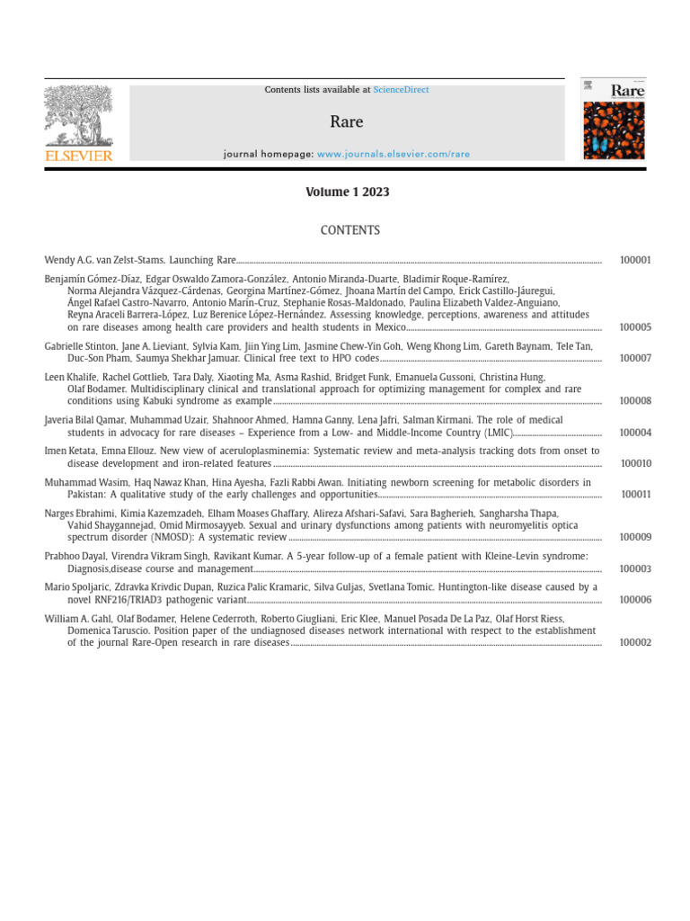 FM Table of Contents - 2023 - Rare | PDF | Diseases And Disorders ...