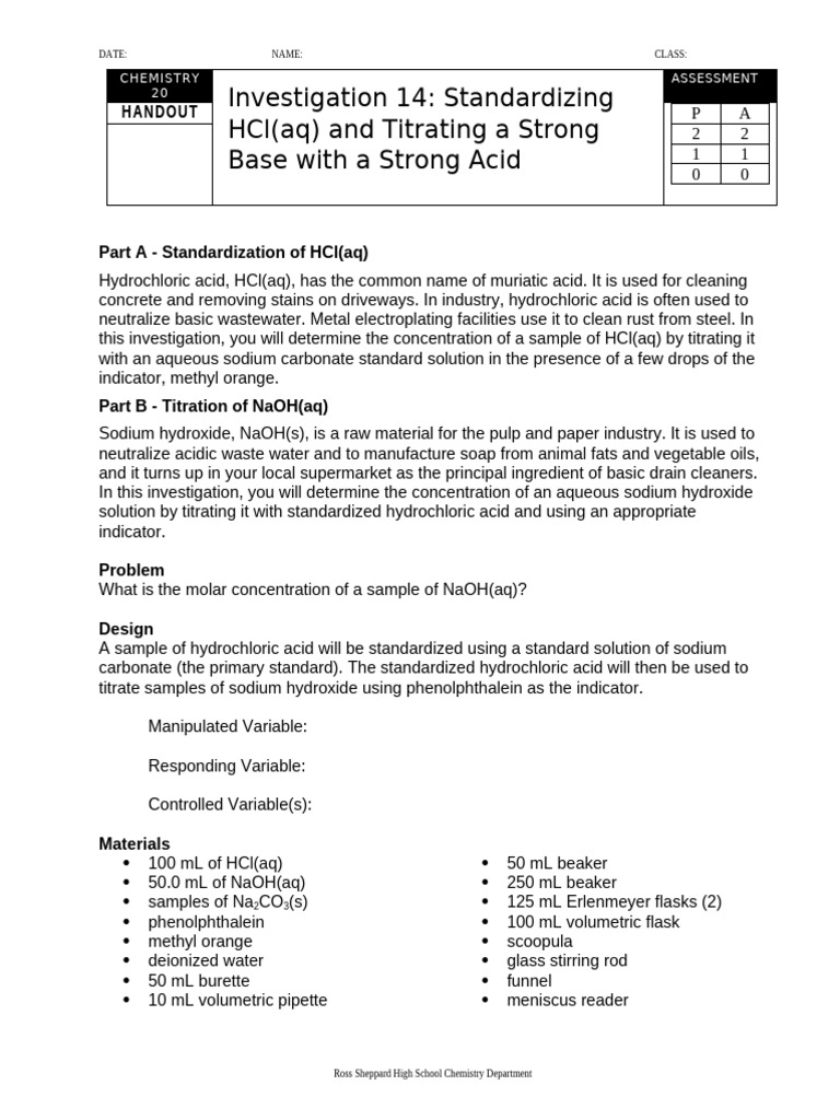 C20 Inv.14 Titration | PDF