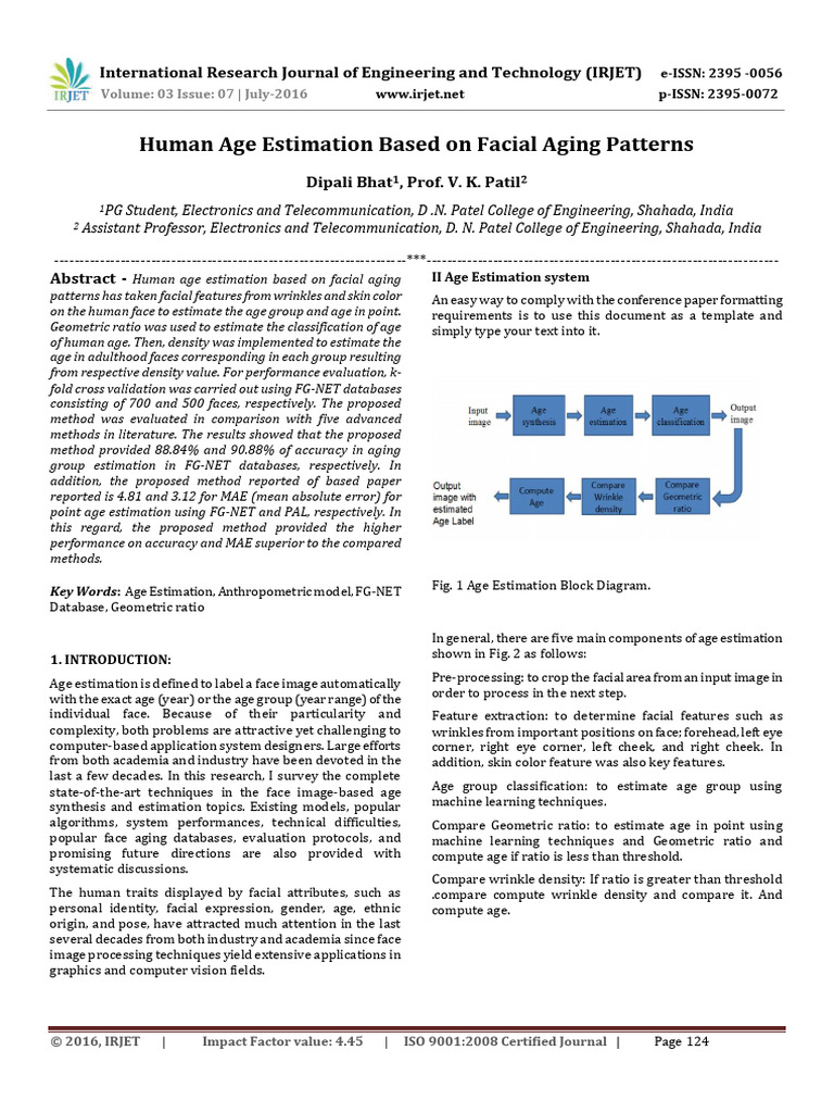 Human Age Estimation Based On Facial Agi Pdf Applied Mathematics