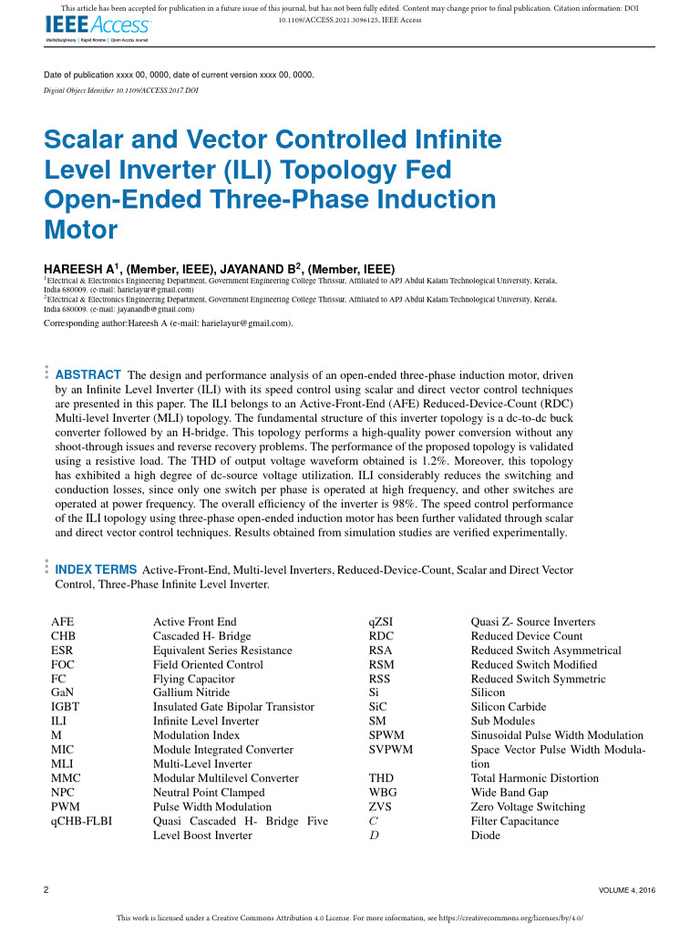 Scalar and Vector Controlled Infinite Level Invert | PDF | Power Inverter | Capacitor
