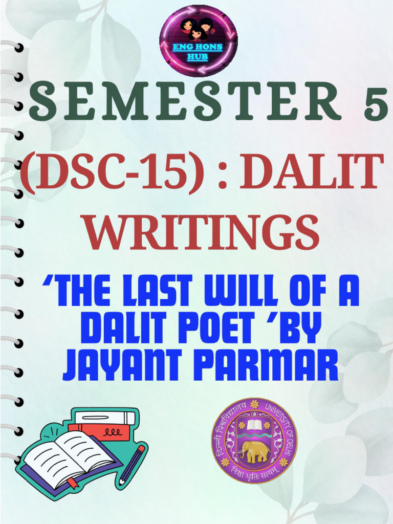 The Last Will of A Dalit Poet 'By Jayant Parmar | PDF | Dalit | Poetry