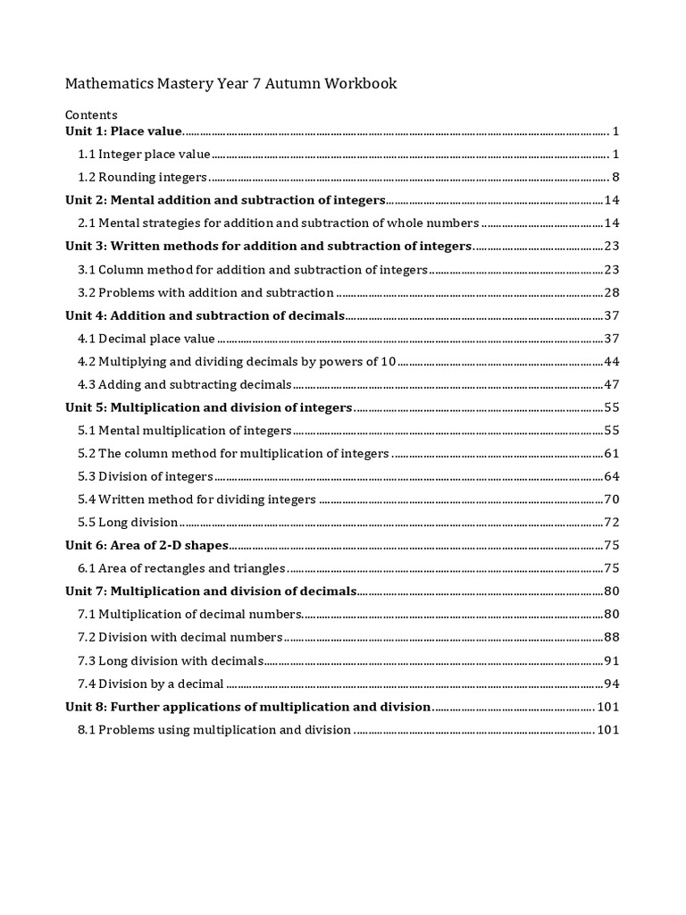 Y7 Mathematics 2020 | PDF | Multiplication | Approximation