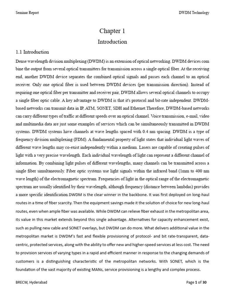 DWDM Technology Final Report | PDF | Wavelength Division Multiplexing ...
