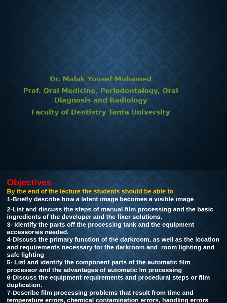 Dental X-Ray Film Processing Guide | PDF