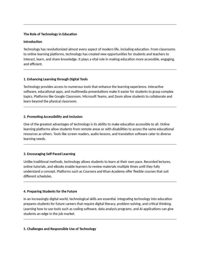 The Role of Technology in Education | PDF | Learning | Cognition