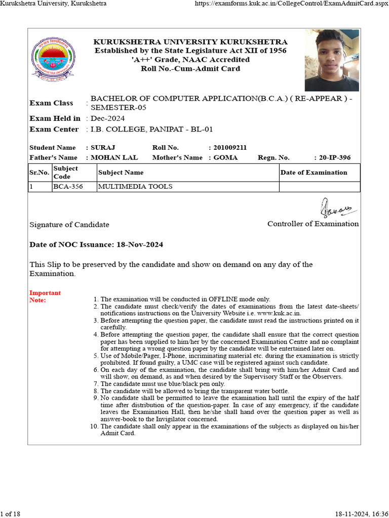 BCA 5TH SEM Kurukshetra University, Kurukshetra | PDF | Computing