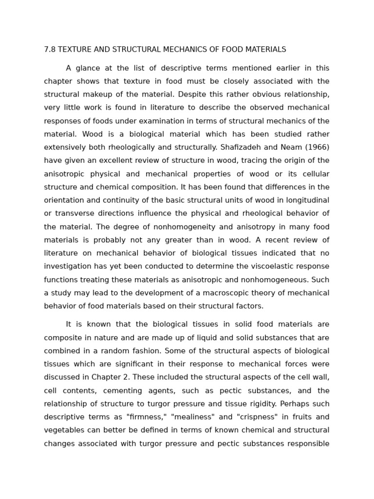 Texture and Atructural Mechanics of Food Materials | PDF | Elasticity ...