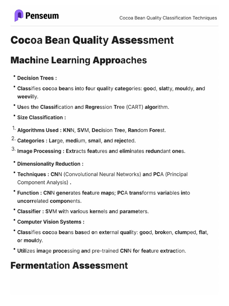 Cocoa Bean Quality Classification Techniques | PDF