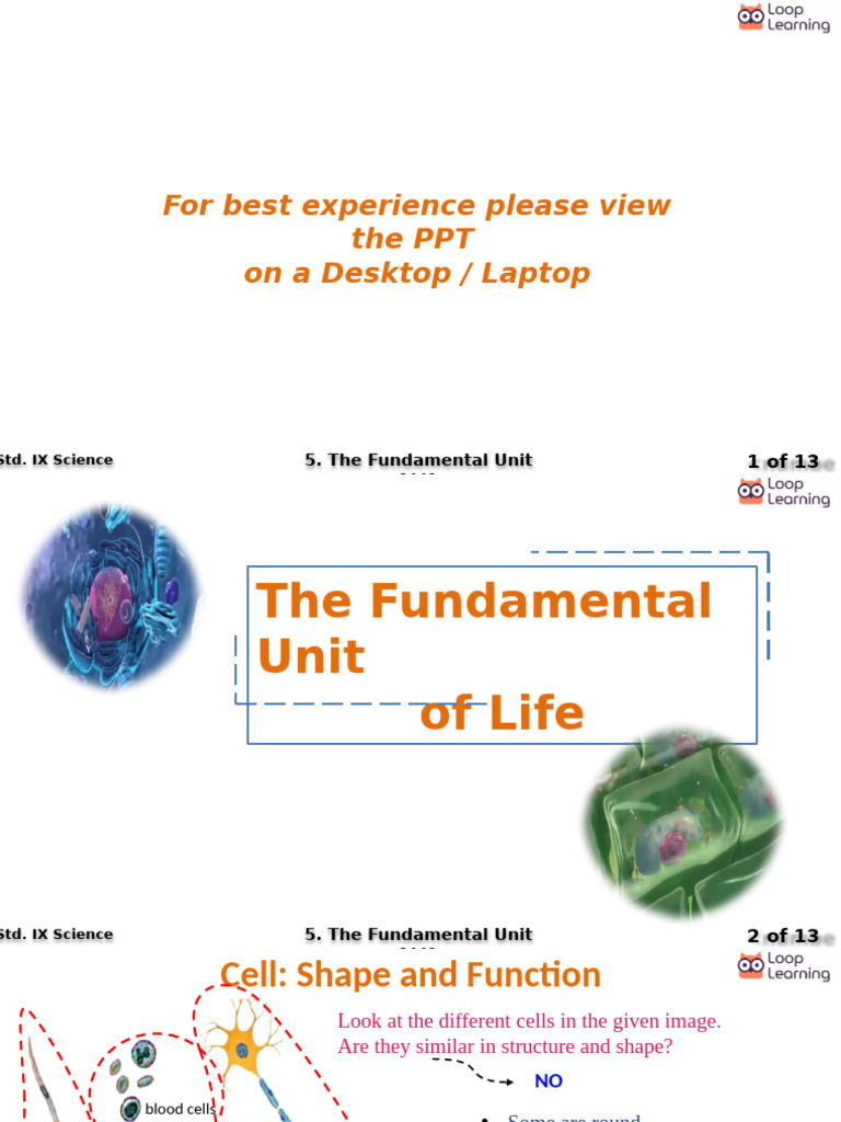 PPT2 CB IX Sci The Fundamental Unit of Life | PDF | Prokaryote | Cell (Biology)