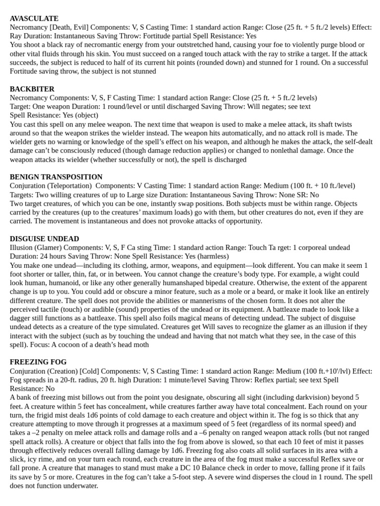 Vamp spells | PDF | Fog