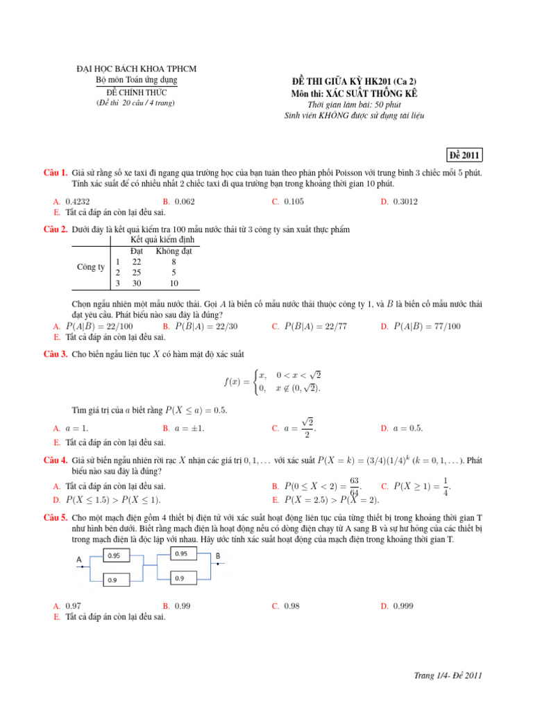 XSTK - 201 - Ca2-Đã G P | PDF
