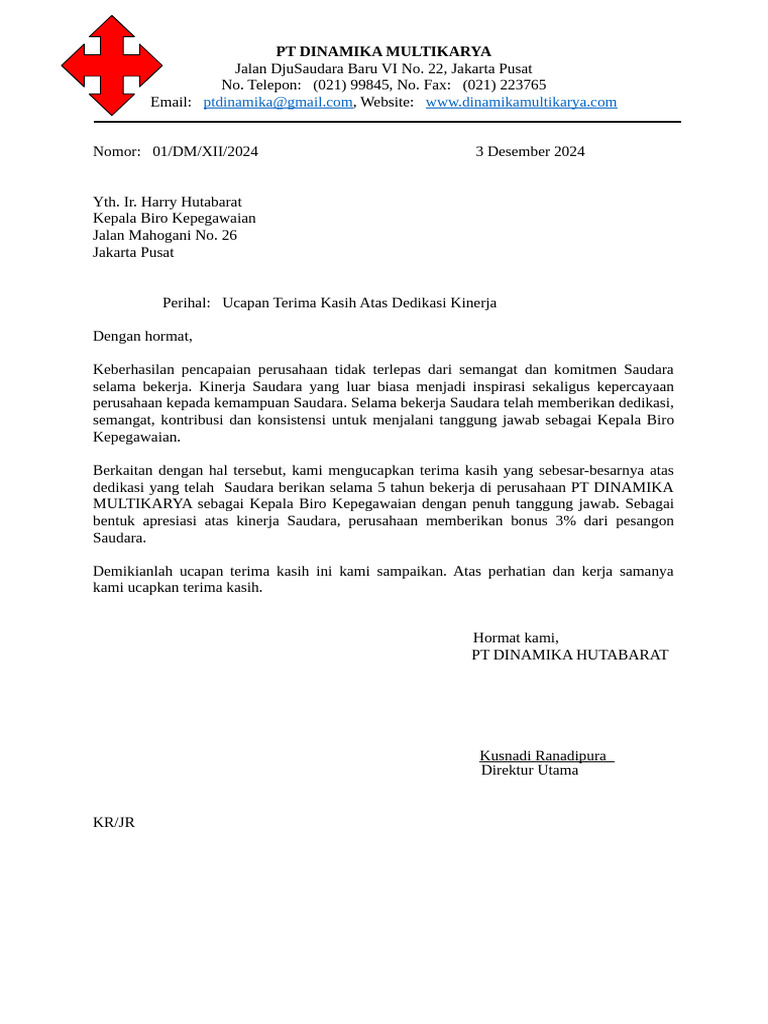 Surat Ucapan Terima Kasih | PDF