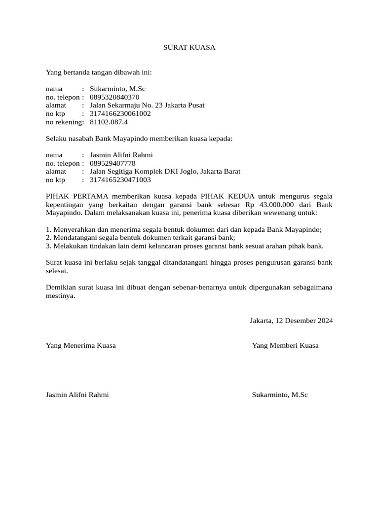 Surat Kuasa | PDF