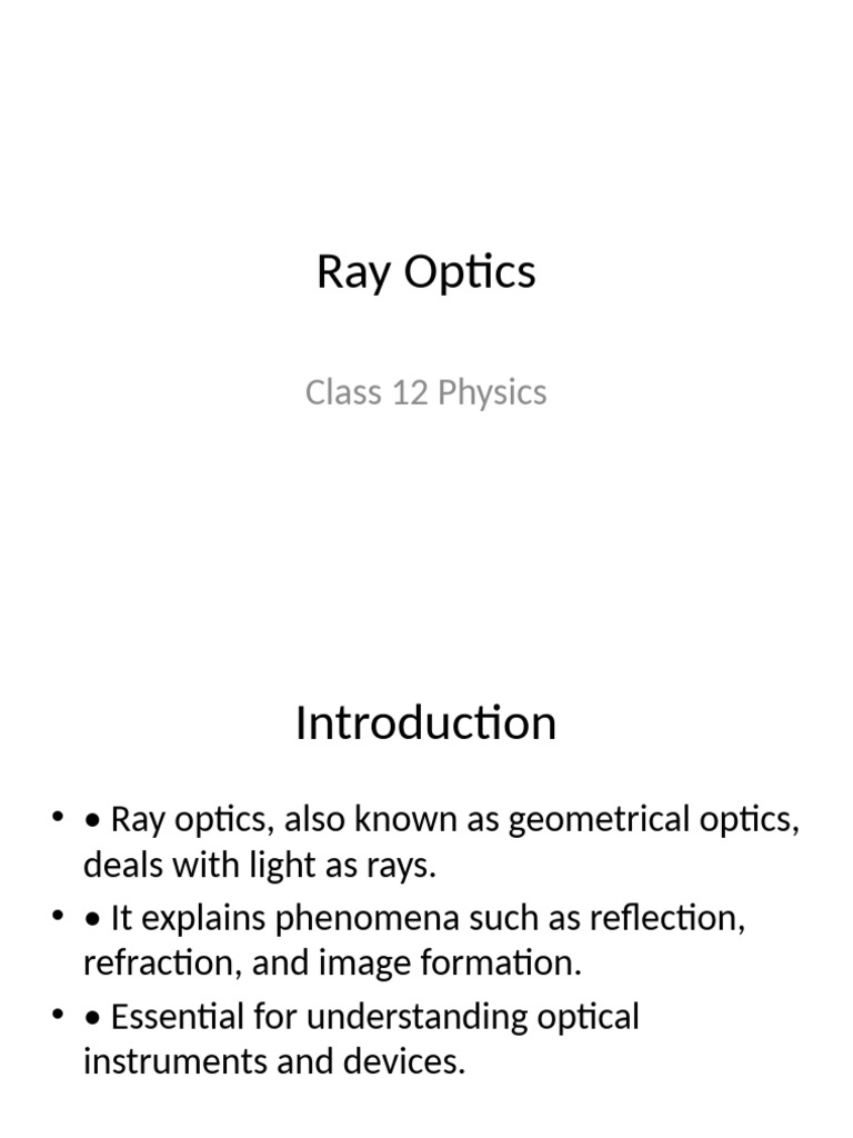Ray Optics Presentation | PDF