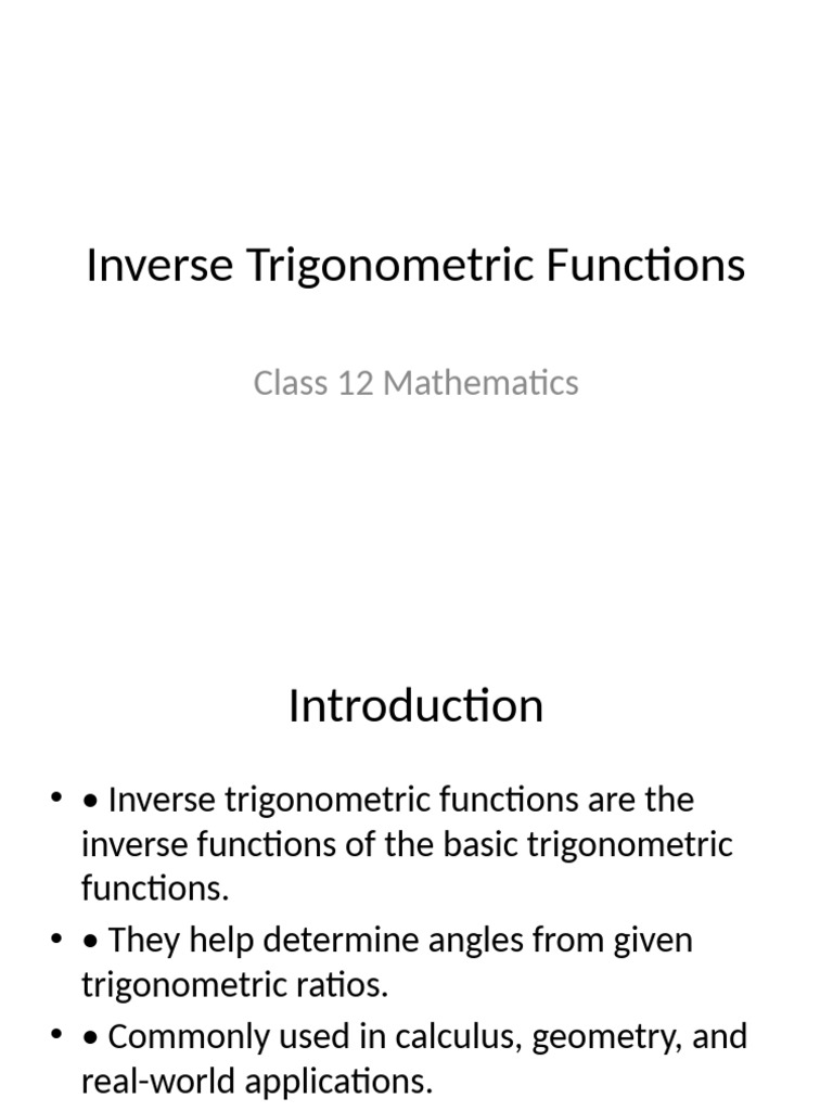Inverse Trigonometric Functions Presentation | PDF