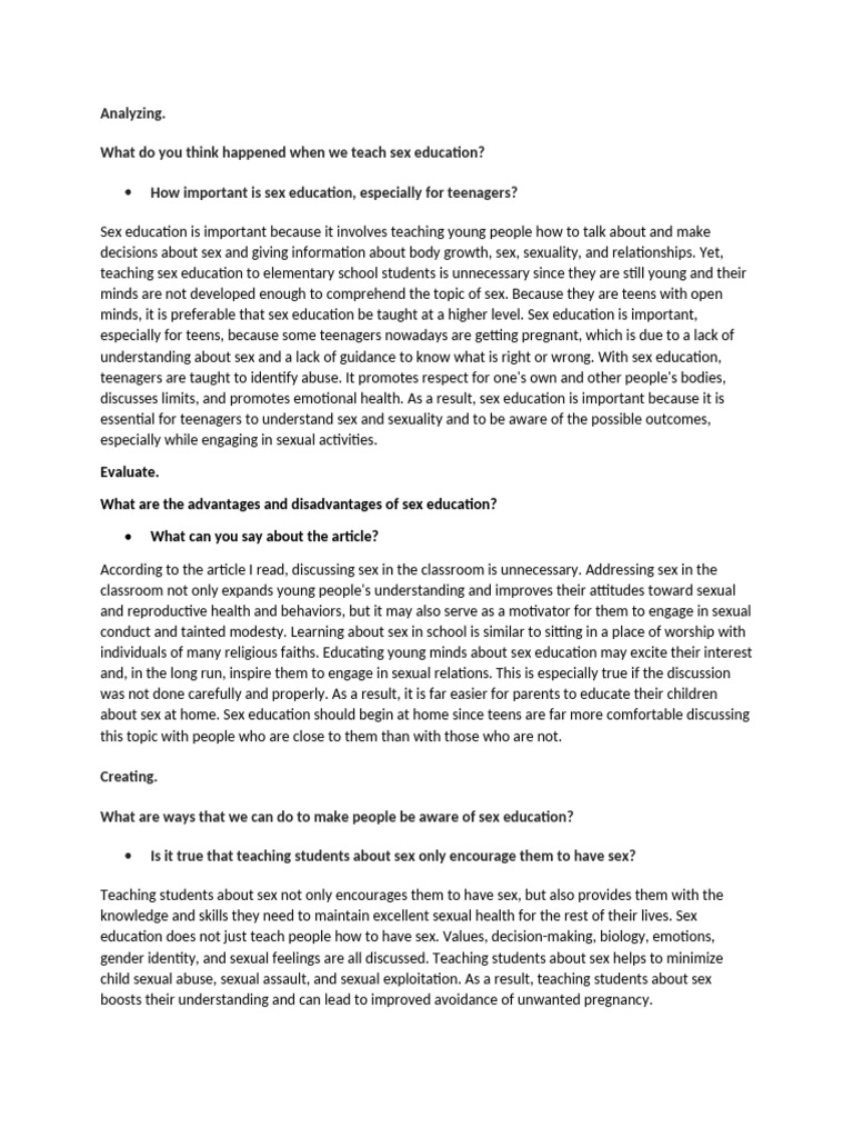 Importance of Teen Sex Education | PDF | Sex Education | Adolescence