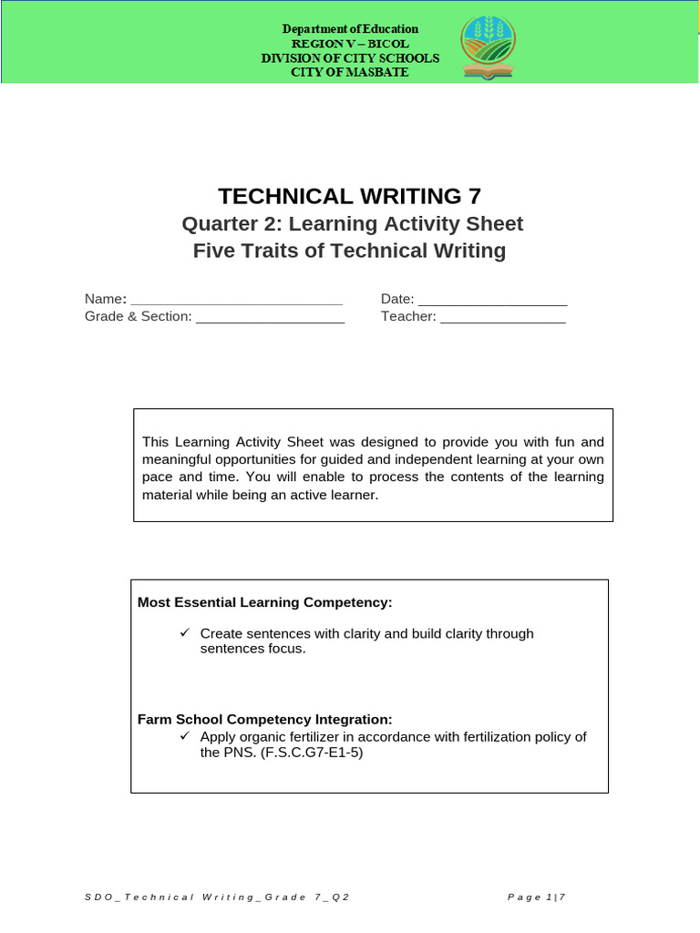 Clarity in Technical Writing for Grade 7 | PDF | Agriculture | Fertilizer