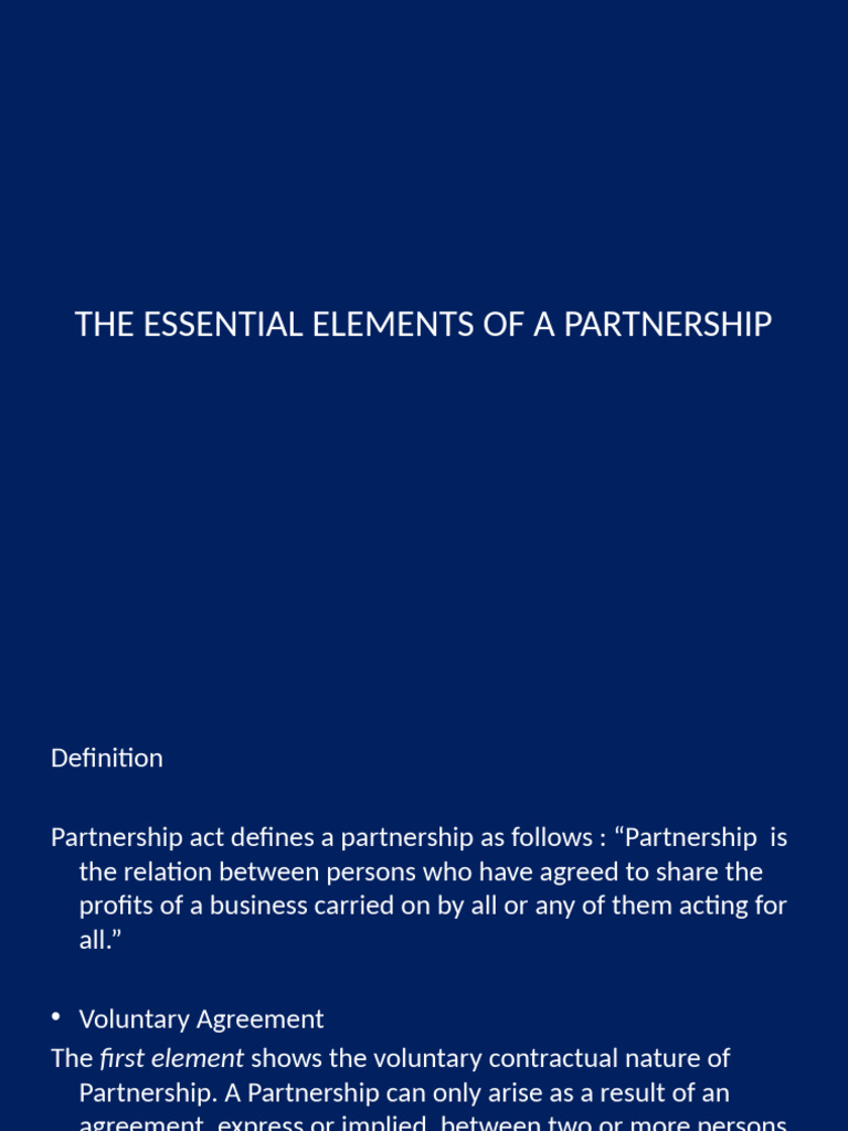 Essential Elements of Partnership Law | PDF | Partnership | Indemnity