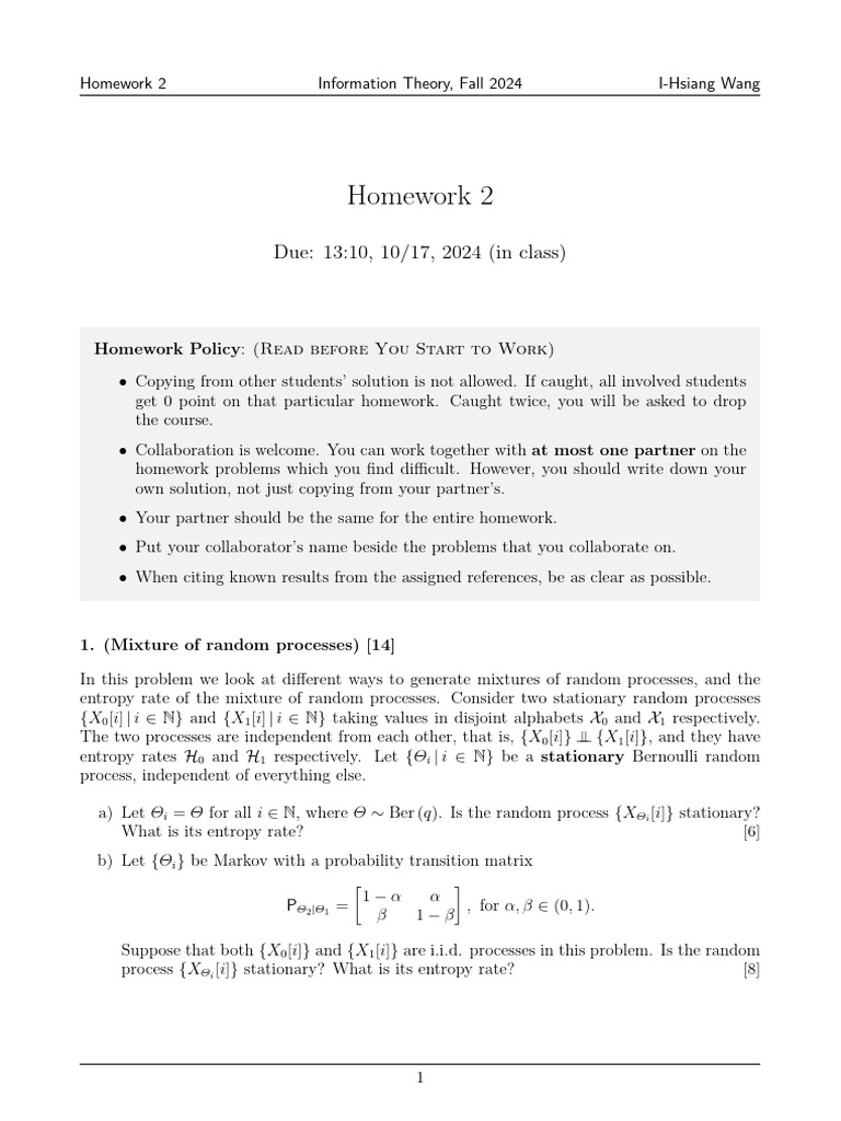 HW2 | PDF | Stochastic Process | Applied Mathematics