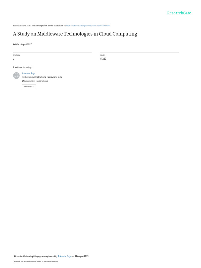 Middleware Technologies in Cloud Computing | PDF | Web Service | Common ...
