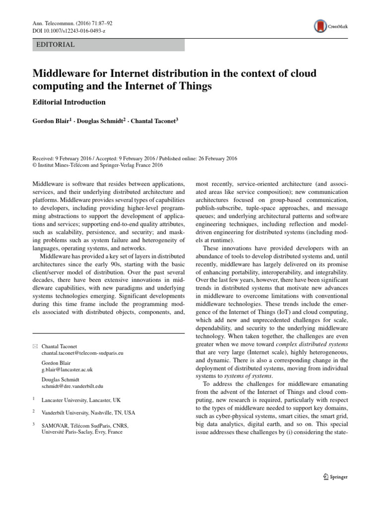 Middleware For Internet Distribution in The Context of Cloud Computing and The Internet of ...