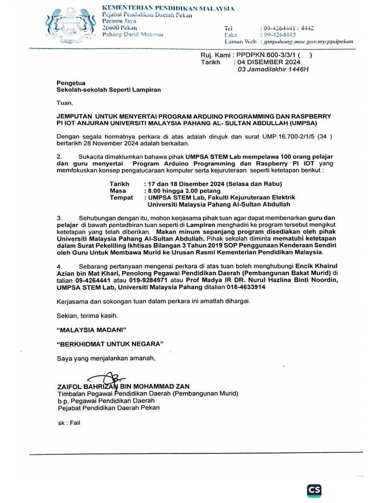 Jemputan Ke Program Arduino Programming Dan Raspberry Pi Iot Anjuran ...