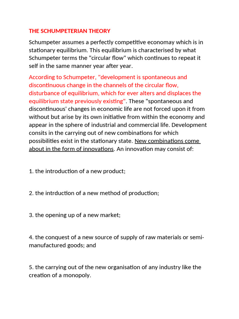 The Schumpeterian Theory | PDF | Entrepreneurship | Credit