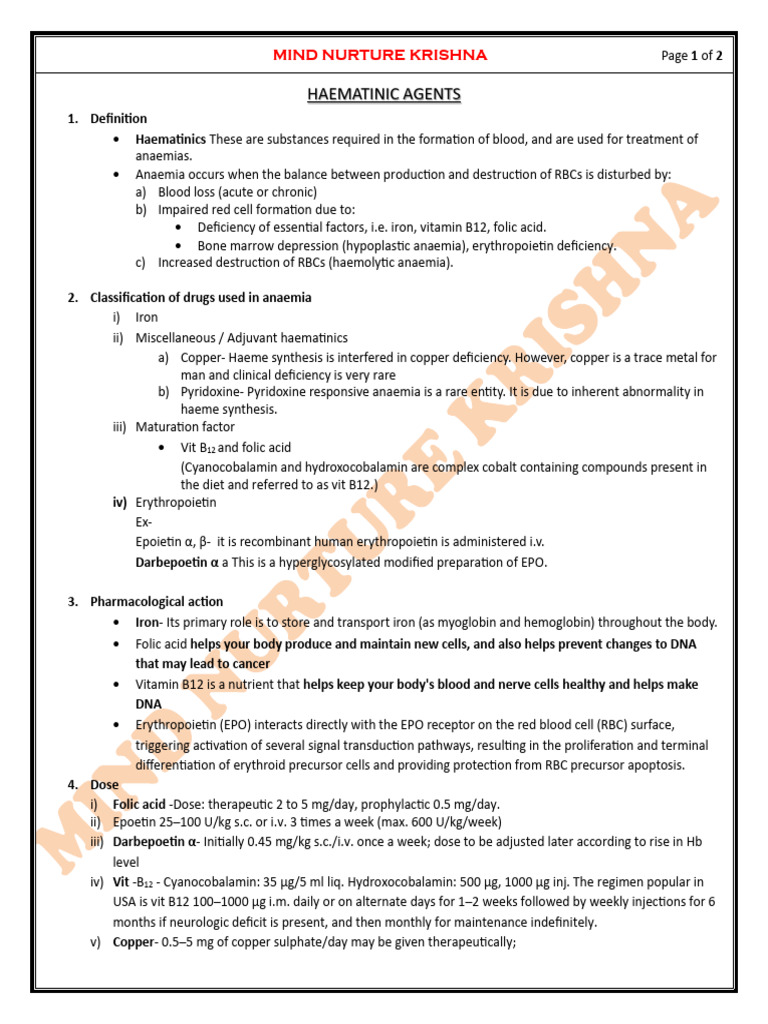 L-1 Haematinic Agents | PDF | Anemia | Vitamin B12