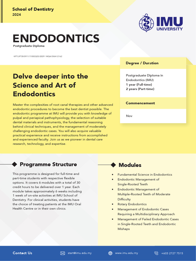 Brochure Endodontics (PGDendo) | PDF | Dentistry | Health Care
