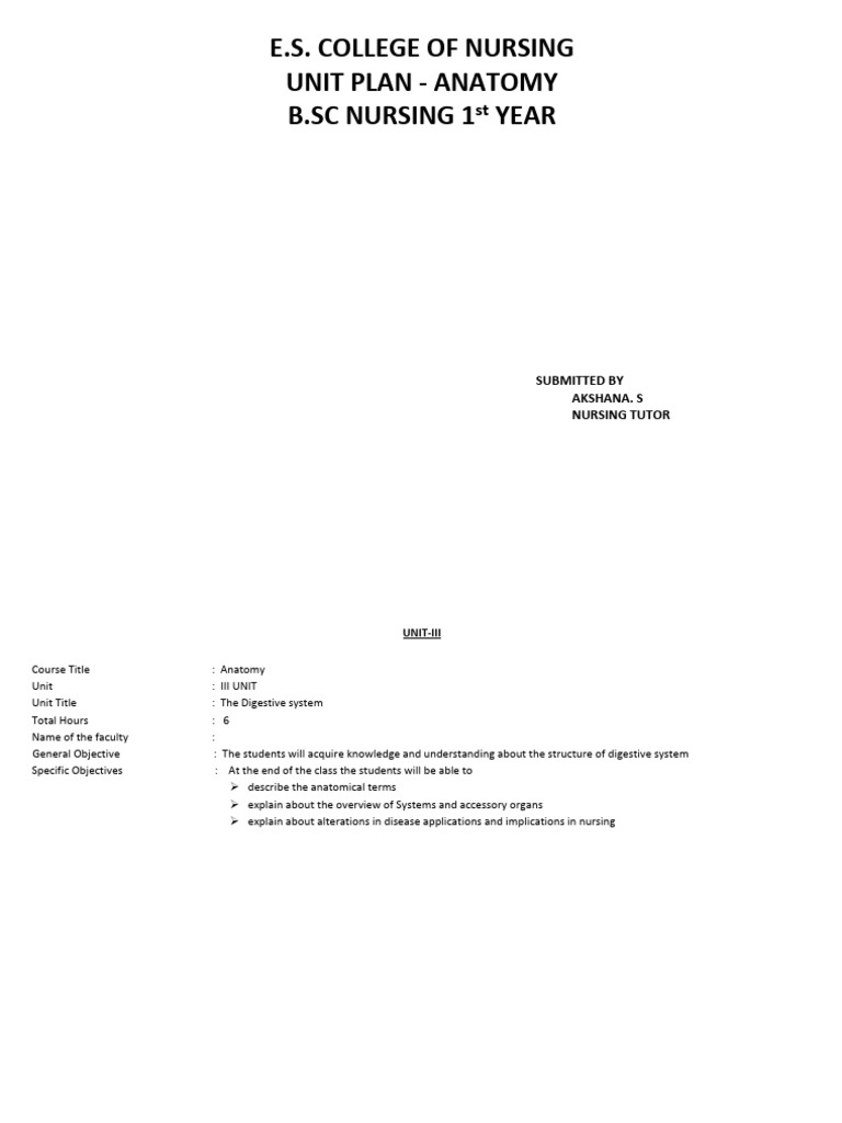 unit plan anatomy | PDF | Heart | Morphology (Biology)