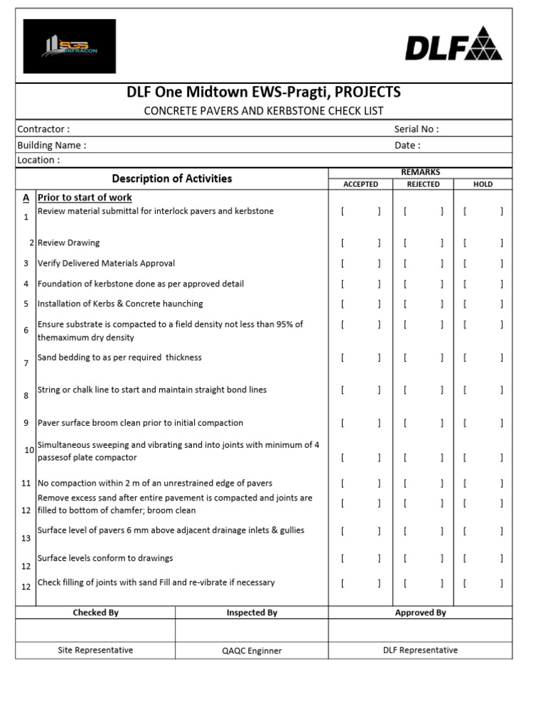 Kerb and Paver Checklist | PDF | Structural Engineering | Building ...