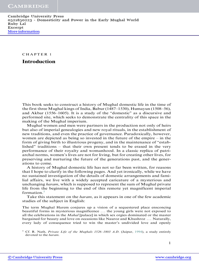 Ruby Lal - Domesticity & Power | PDF | Mughal Empire | Harem
