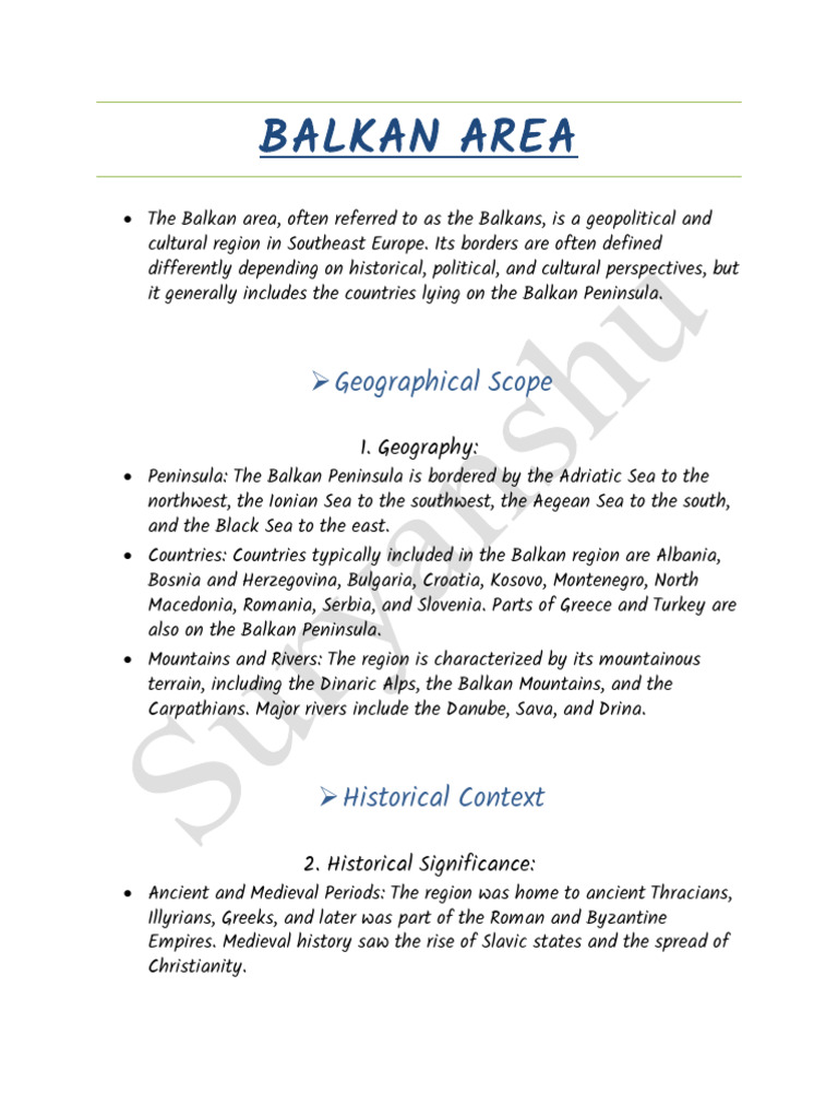 Balkan Area | PDF | Balkans | Europe