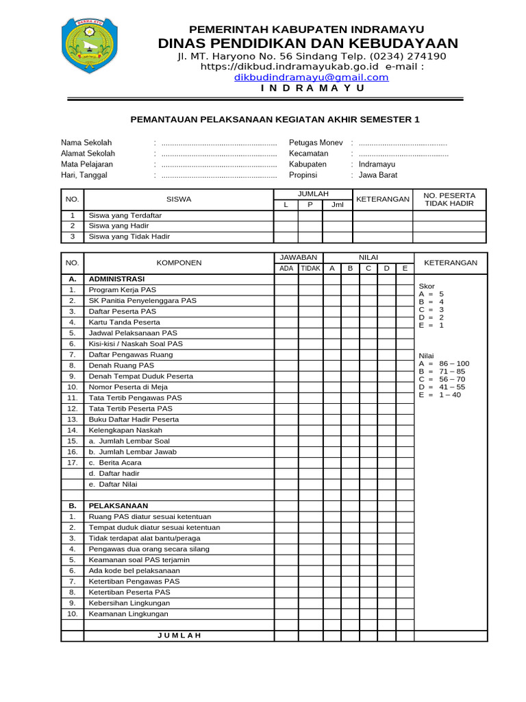 Instrumen Monev Pas 2024 | PDF