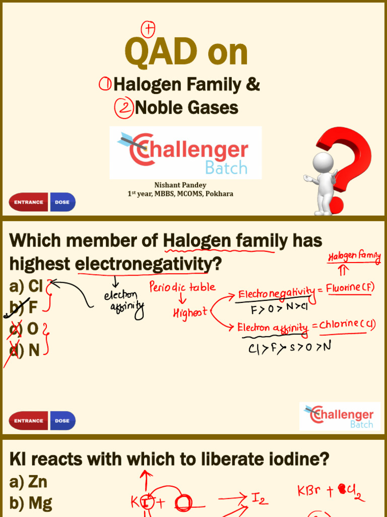 Lec 5 Halogen Family & Noble Gases | PDF | Industrial Gases | Atmosphere
