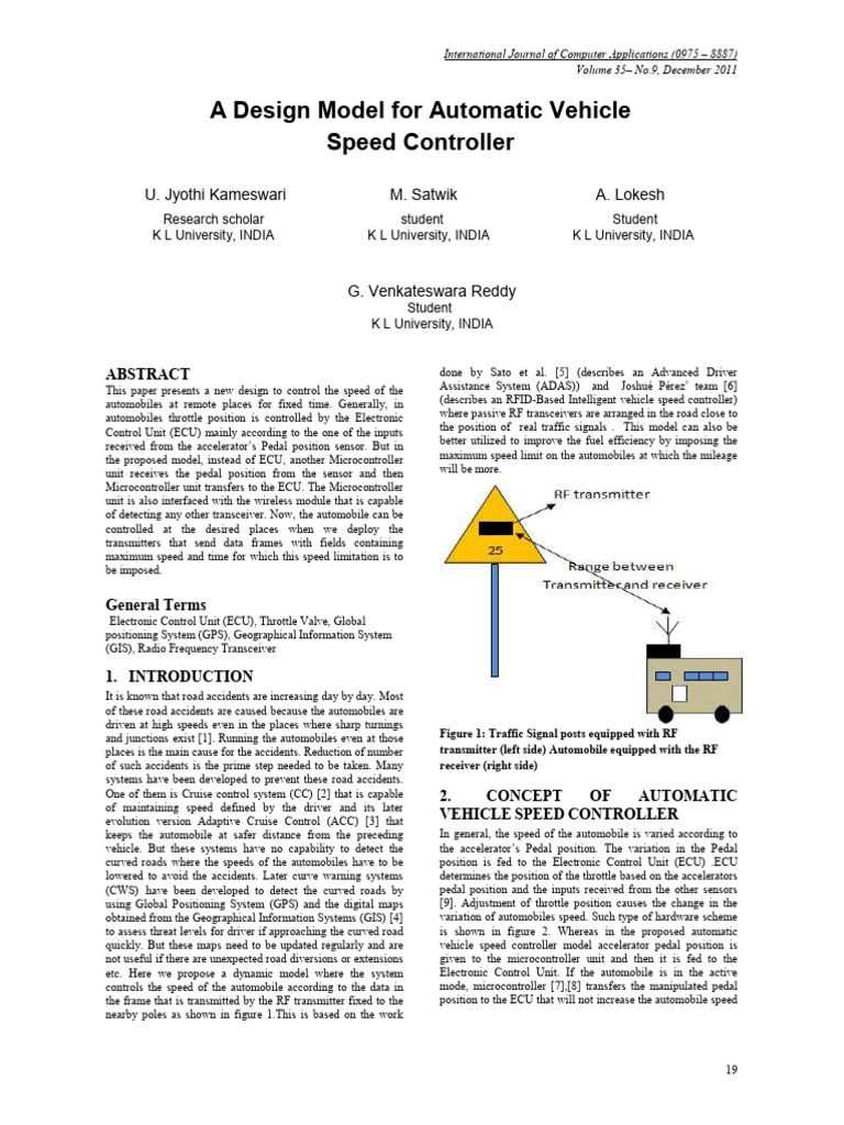 A Design Model For Automatic Vehicle Speed Controller 429bsuyv7s | PDF | Throttle | Microcontroller