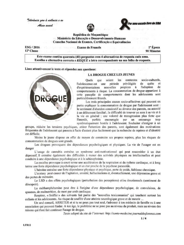 Frances - 12a Classe - 2016-1a Epoca - 241203 - 072733 | PDF