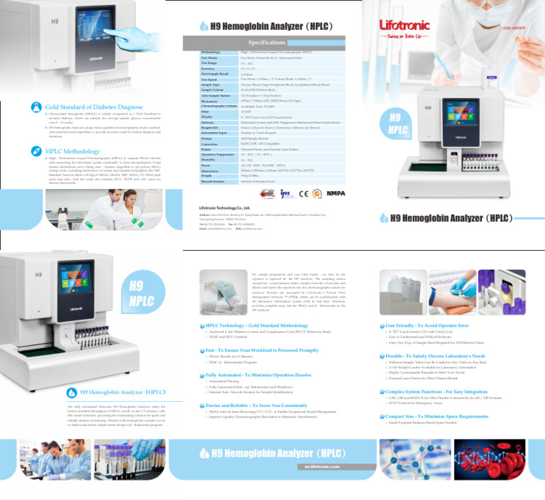 HbA1c H9 Hemoglobin Analyzer (HPLC) | PDF | Glycated Hemoglobin | High ...