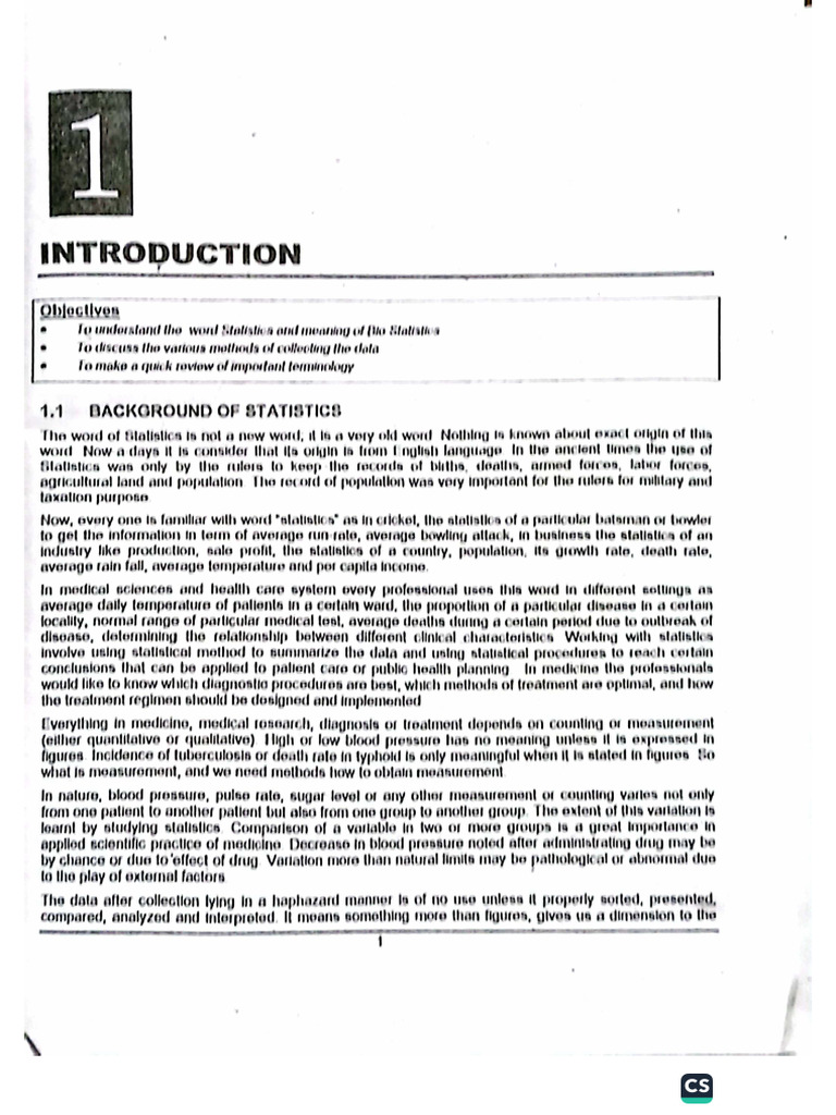 Chapter 1 Biostatistics | PDF