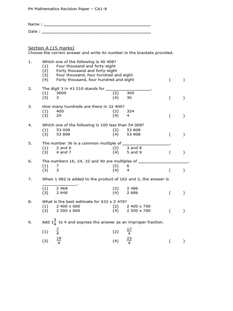 P4M-CA1-8 | PDF | Mathematics