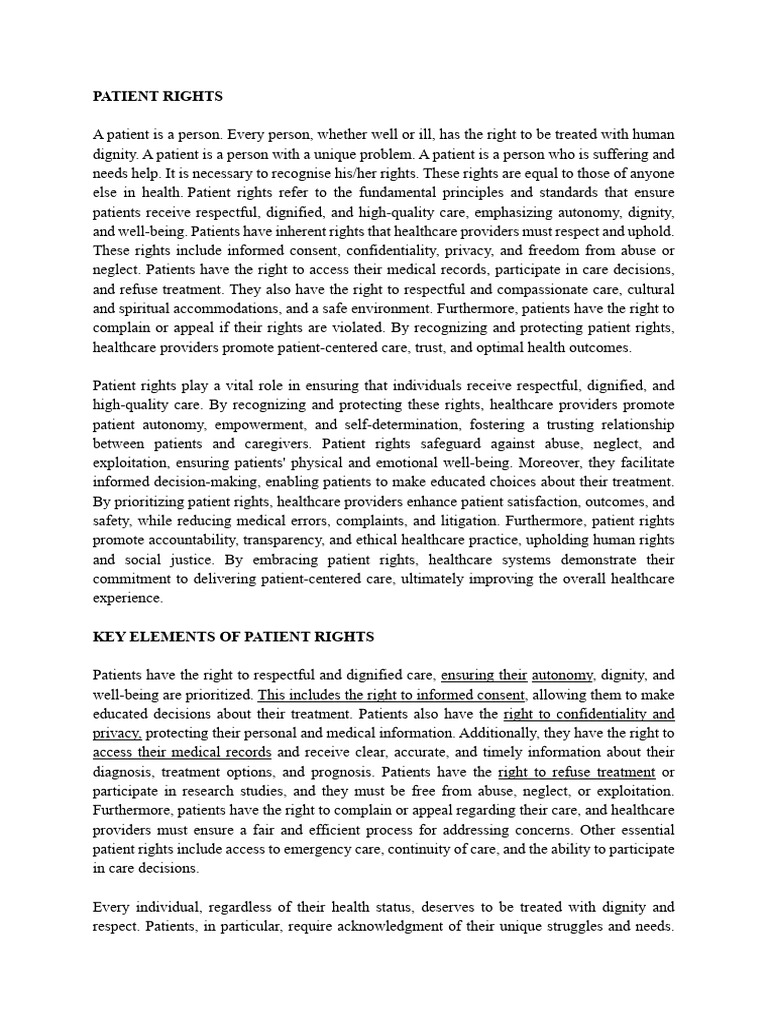 Patient Rights Assignment Rena Fathima | PDF | Patient | Informed Consent