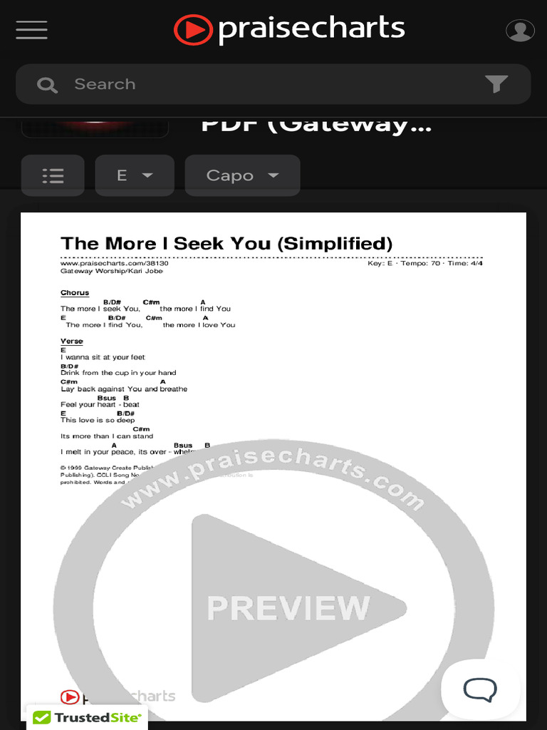 The More I Seek You (Simplified) Chords PDF (Gateway Worship Kari Jobe ...