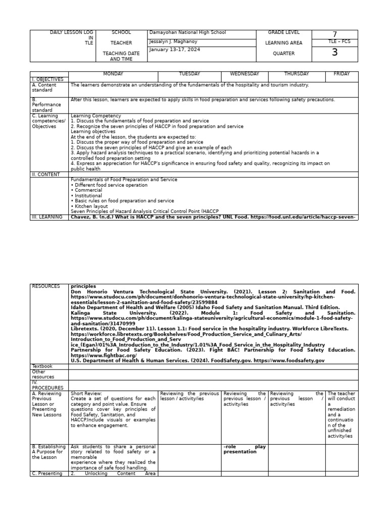 DLL in Tle FCS 7 Q2 Week 4 | PDF | Hazard Analysis And Critical Control ...