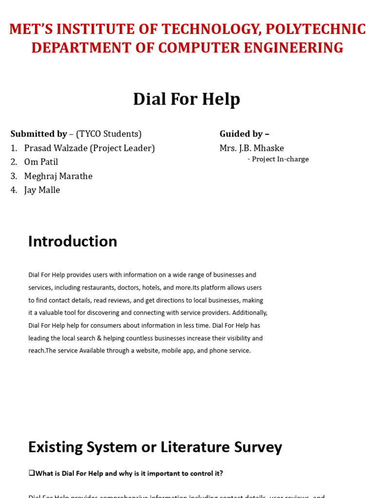 Dial For Help | PDF | Databases | Emergency