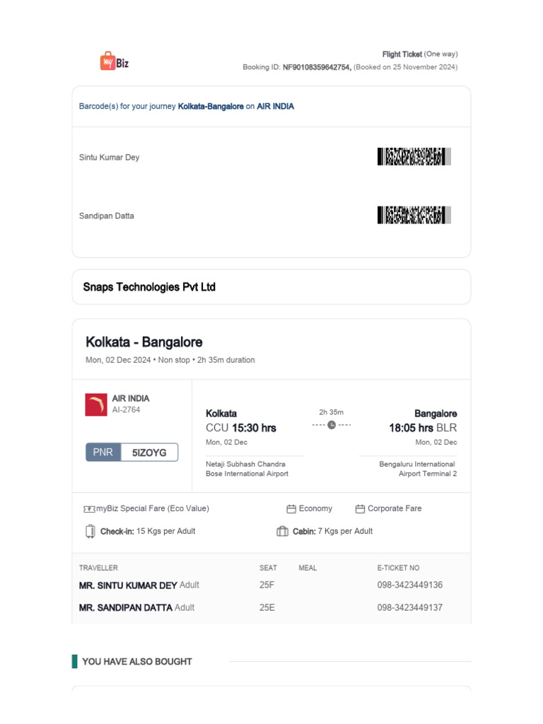 ETicket NF90108359642754 | PDF | Identity Document | Transport