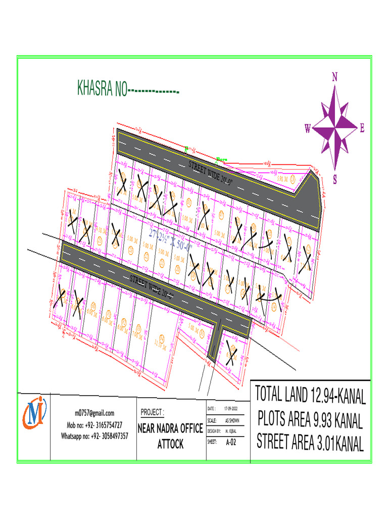 KHASRA NO - : Total Land 12.94-Kanal Plots Area 9.93 Kanal Street Area ...