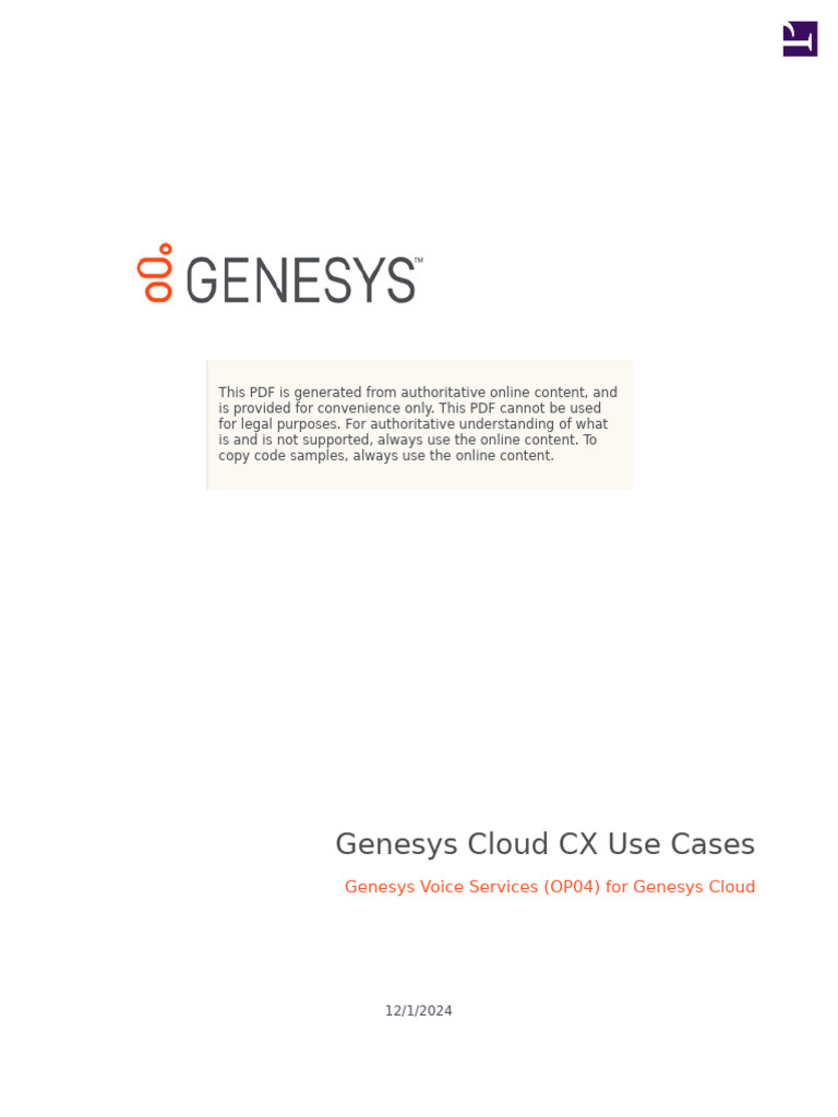 UseCases Current GenesysCloud OP04 | PDF | Cloud Computing | Call Centre